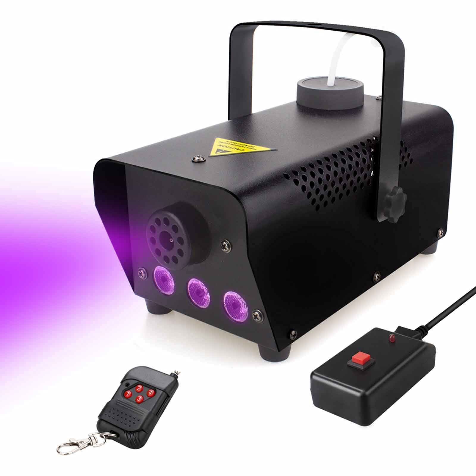 Fog Machine with lights, Strobe Effect Sound Activated Multi-mode 7 Color LED 400 Watt Portable Fog Machine with Remote Control, Smoke Machines for Parties Halloween Wedding Christmas Dance DJ