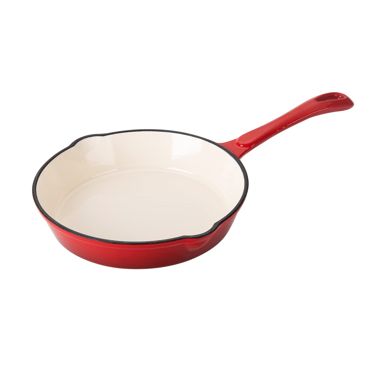 Hamilton Beach Enamel Coated Non Stick Dishwasher Safe Cast Iron Round Dutch Oven Pot, Frying Pan, and Sauce Pan Kitchen Set, Red (5 Pack)