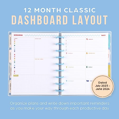 Happy Planner 12 Month Classic Academic Planner Sticker Pack Bundle – Super Happy - Classic Sized Planner (7” x 9.75”) July 2023 – Dec 2024 & 30 Sheet Sticker Book, 721 Stickers Total