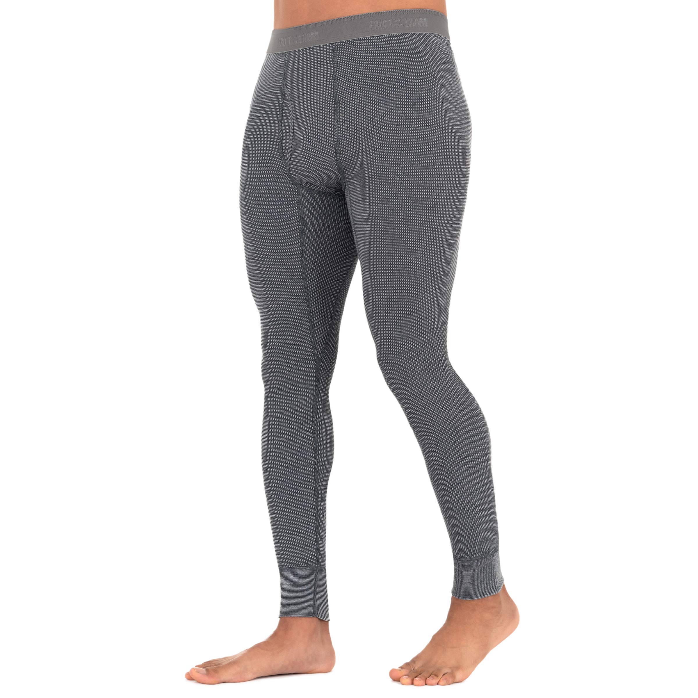 Fruit of the Loom Men's Recycled Premium Waffle Thermal Underwear Long Johns Bottom (1, 2, 3, and 4 Packs), Black/Black/Greystone Heather, 3X-Large