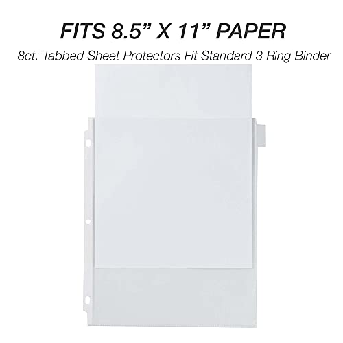 Samsill 8 Tab Recipe Dividers, Recipe Sleeves, Sheet Protector Dividers, with Tab Inserts, Clear, Super Heavyweight, Top Loading, 3 Hole Punched for Standard Letter Size Binders, Archival Safe