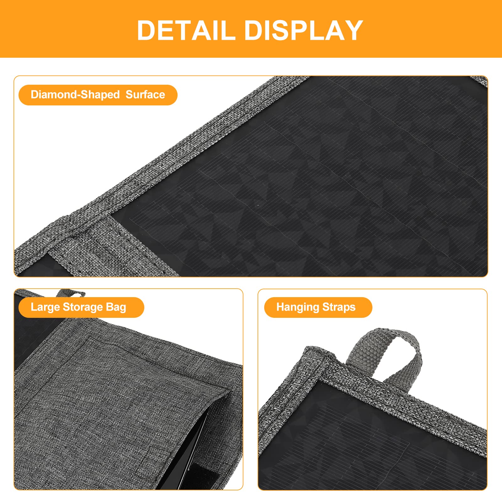 Foursun 21W Portable Solar Panel Charger,12V Foldable Solar Charger with QC3.0, PD 18W, IP67 Waterproof, Fast Charging for Smart Phones, Tablets, Power Banks, Battery Packs, etc.