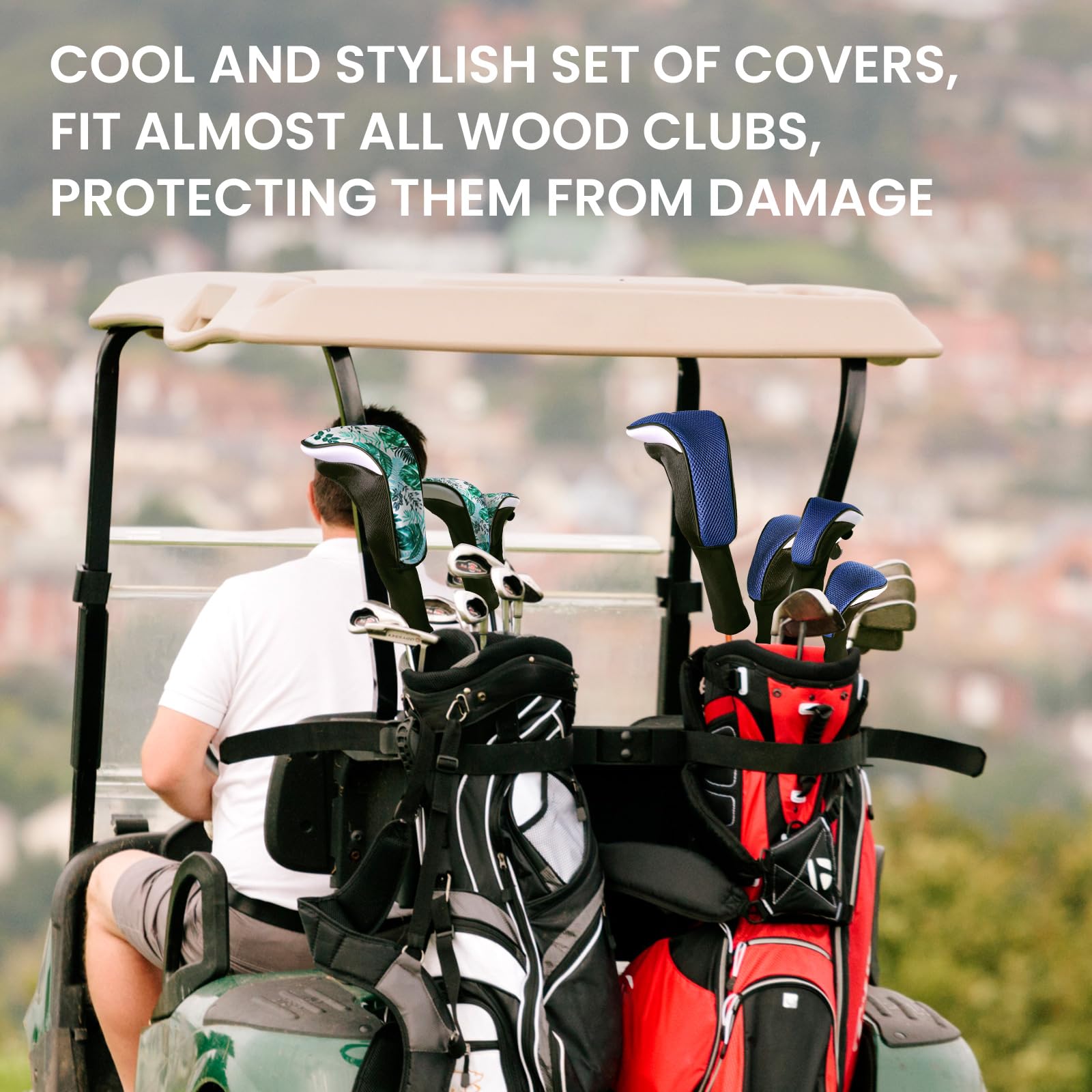 FINGER TEN Golf Club Head Covers Woods Driver Fairway Hybrid 3/4/5 Set, Headcovers Men 1 3 5 7 X Interchangeable Number Tag, Fit All Wood Clubs (5 Pack-Blue(1D+2F+2H))
