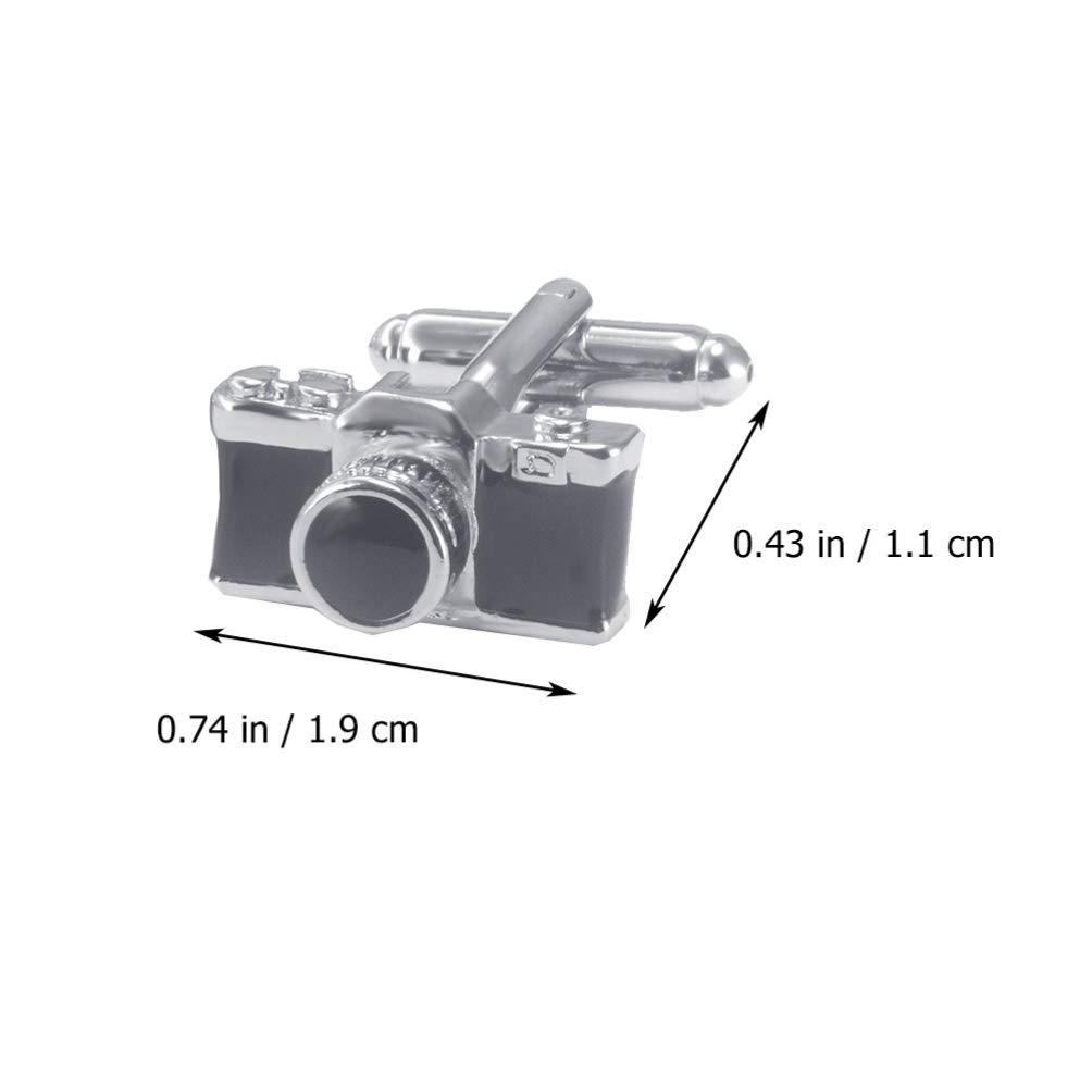 generic 1 Pair Camera Cufflinks Men Photographer Personality Cuff Studs Buttons with Gift Box Father Dad for Wedding Business Special Occasions, as shown, 1.9x1.1cm, PQS093214F1