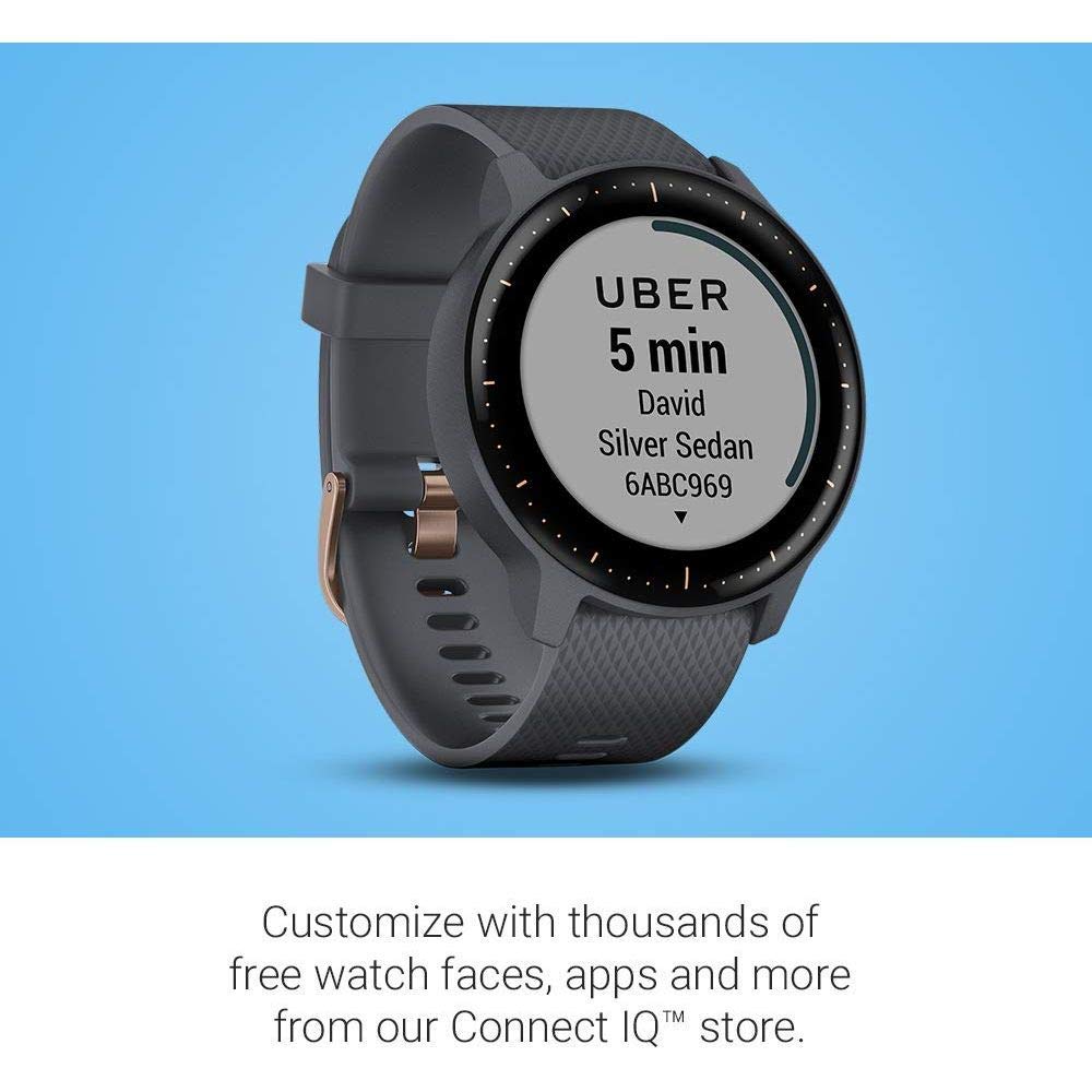 Garmin Vivoactive 3 Music, Multisport GPS Watch with Music Storage, Built-in Sports Apps, Automatic Sync and Supports Spotify, Granite Blue with Rose Gold Hardware (Renewed)