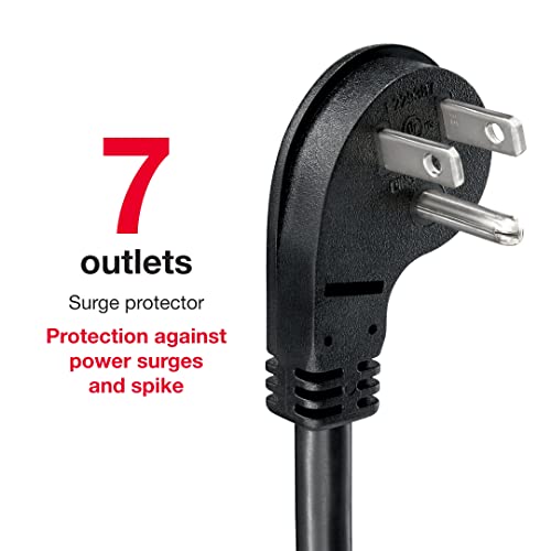 Rocketfish 7-Outlet/2-USB Wall Tap Surge Protector Strip - Provides Protection & Convenient Mobile Phone Charging - Black