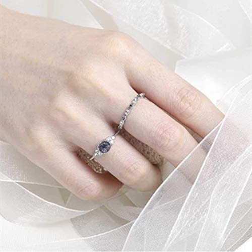 Fuqimanman2020 2pcs Women's Statement Stainless Steel Engagement Bands Cubic Zirconia CZ Ring Set-Purple 10