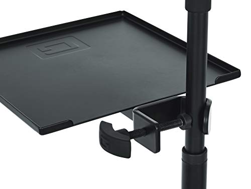 Gator FrameworksCases Microphone Stand Clamp-On Utility Surface Area with 10 Pound Weight Capacity, 9" x 9" Shelf (GFW-SHELF0909)