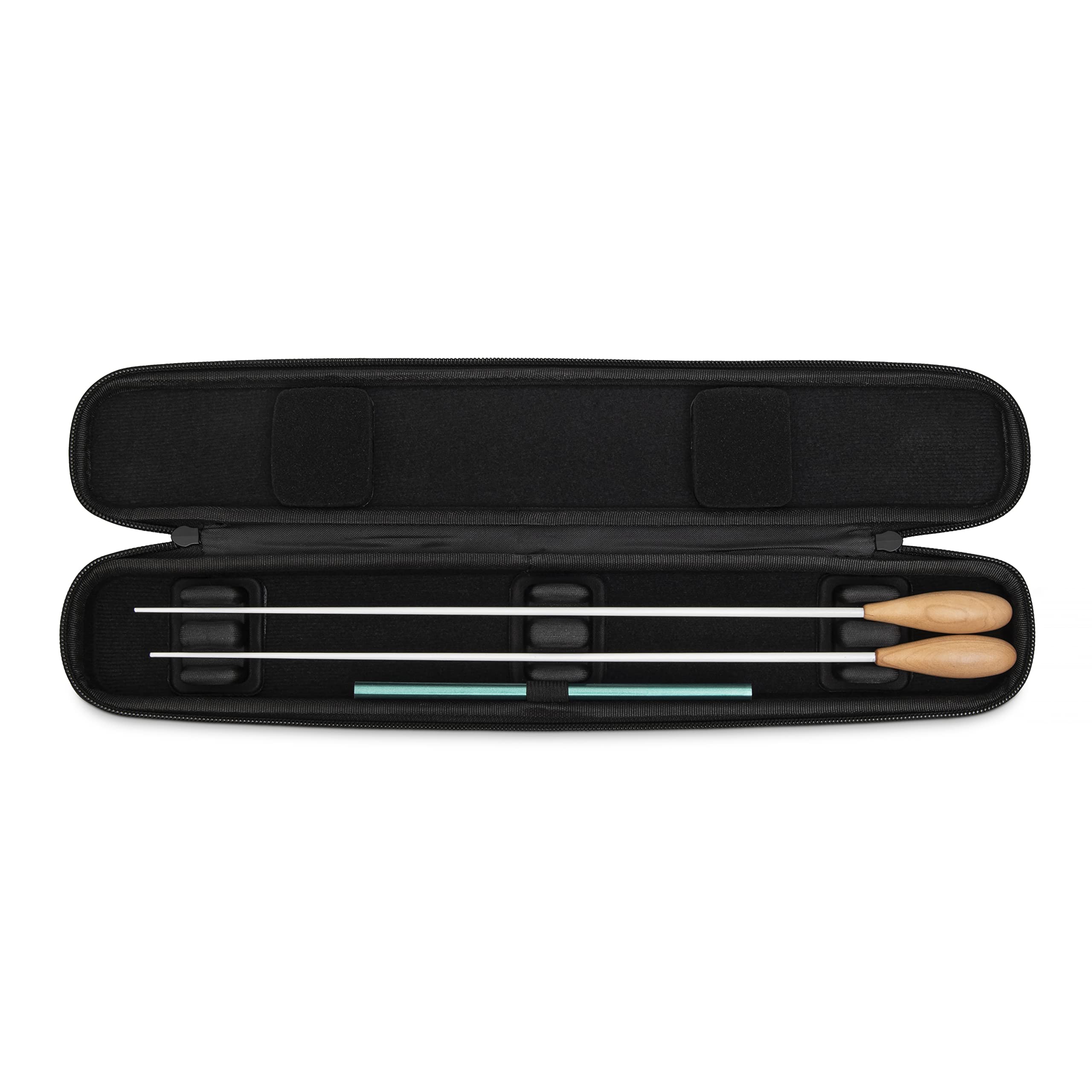 HAMLY Conducting Double Baton Case - Black Leather - Weather-Resistant Bag - Holds 2 Batons up to 16'' - Complete with 2 Metal Bookmarks and Pencil (BC123)