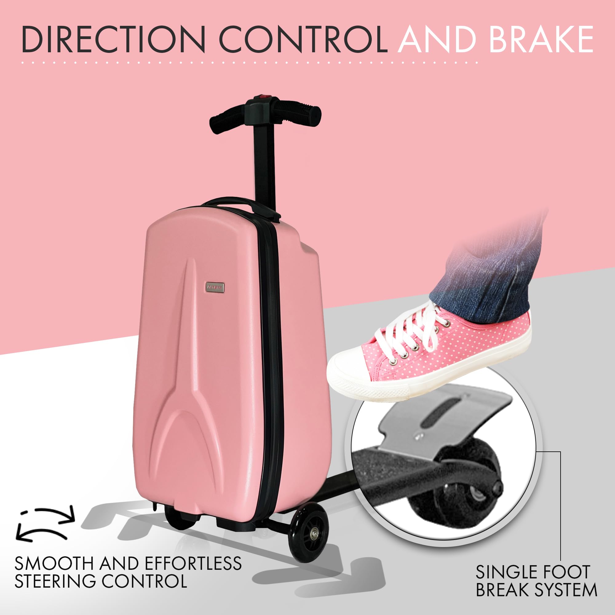 FLYBY X Updated Scooter Luggage For Kids, Multifunctional Detachable & Foldable Scooter Suitcase For Kids Ages 4-15 (Carry-On Ride on Suitcase Scooter Airline Approved)
