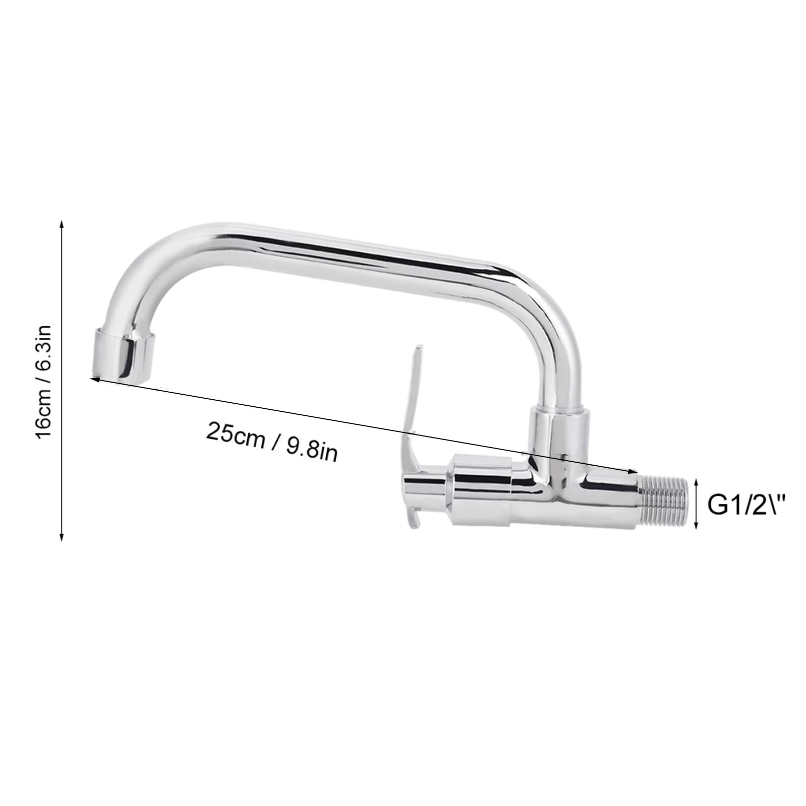 G1/2in Wall Mounted Single Cold Water Tap, Kitchen Tap Sink Water Faucet for Home Kitchen Use(LQ-3092 25cm)