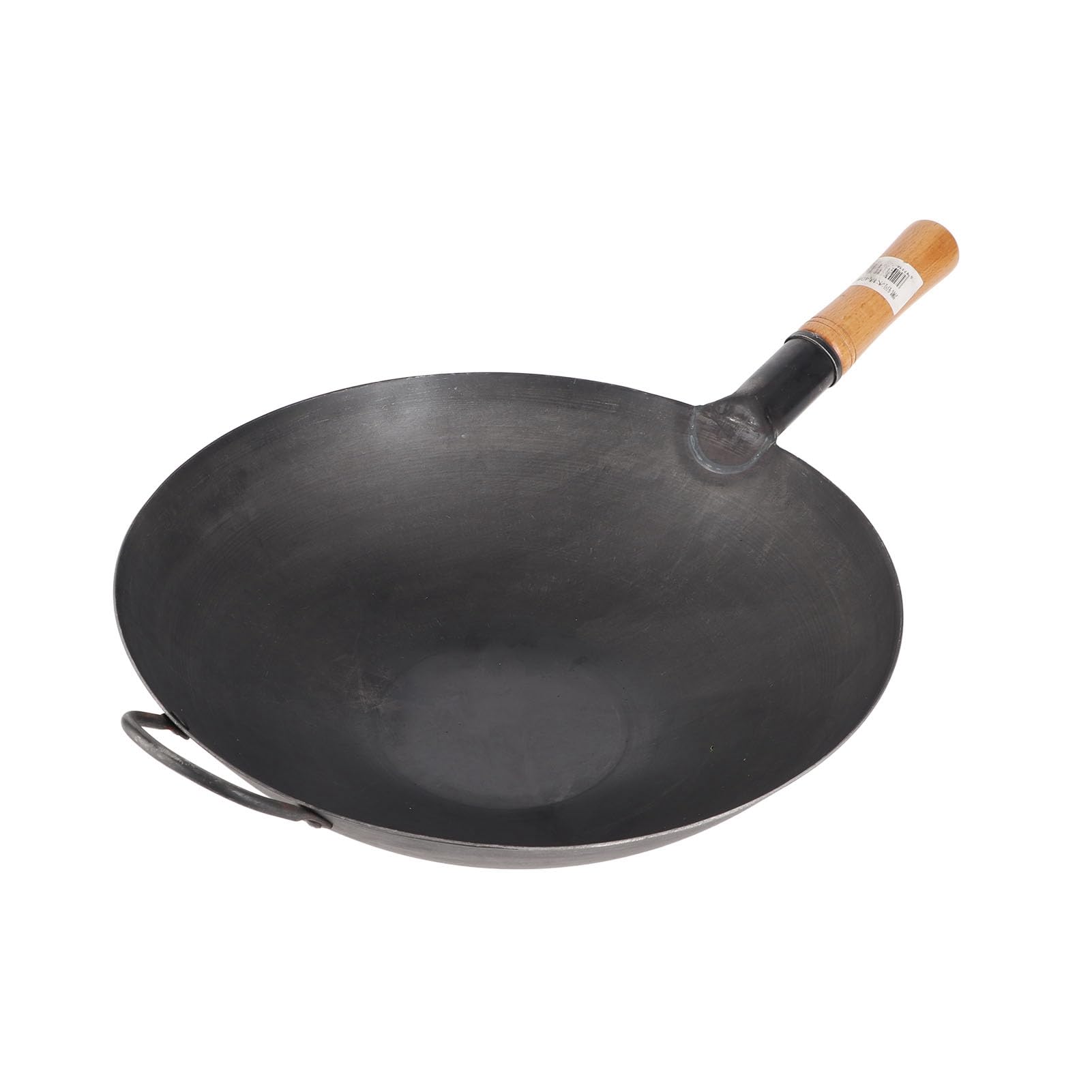 UNIQUEFAITH Frying Wok with Single Handle No Chemical Coated Nonstick Stir Fry Pan Hand Hammered Iron Wok (40 cm)