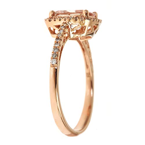 Gin & Grace 10K Rose Gold Genuine Morganite Diamond (I1,I2) (Size 6) Ring for Women Jewelry Gifts