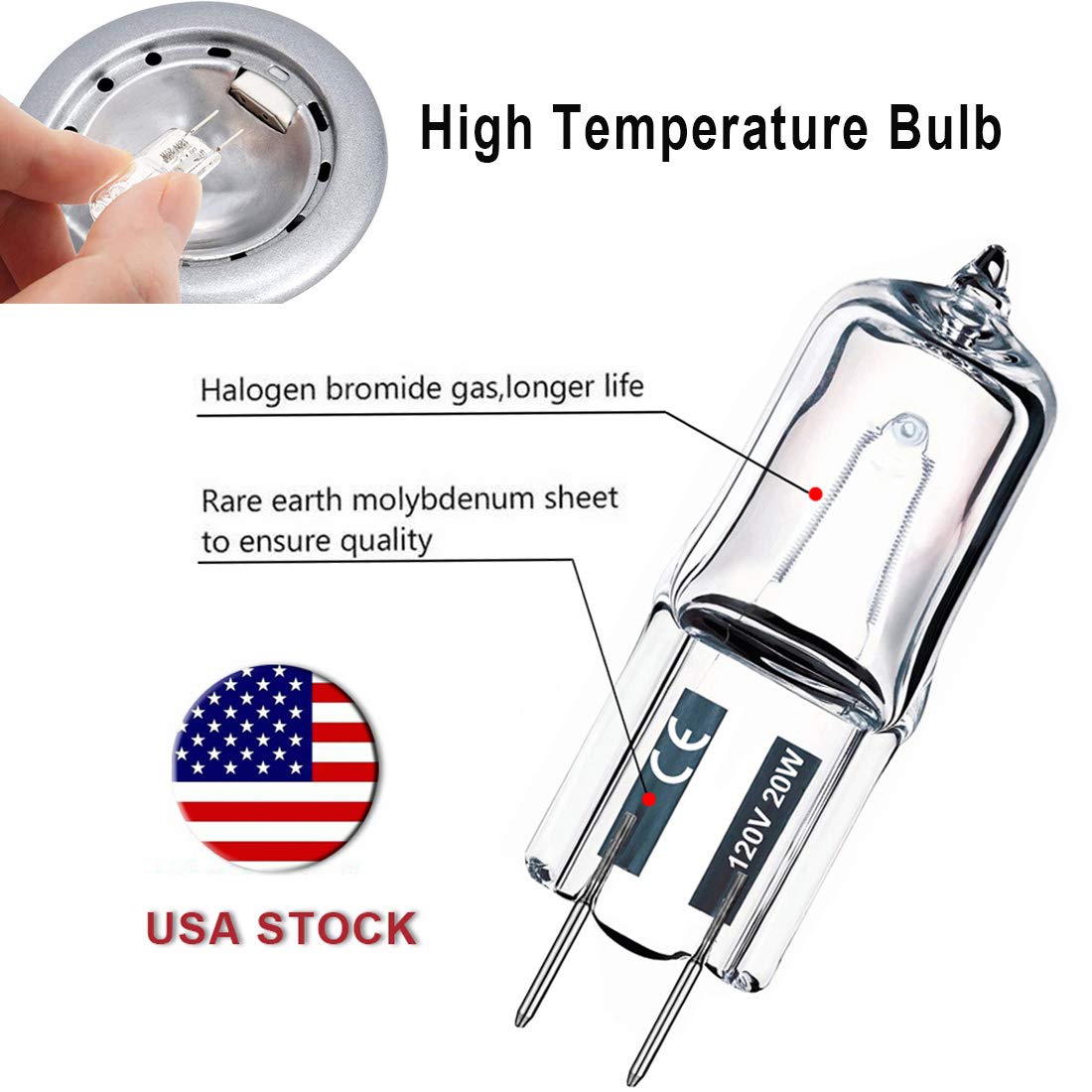 G8 Bulb, 10PCS G8 Halogen Bulb 20W 120V, G8 Base Bi-Pin Xenon Light Bulbs JCD Type, Warm White with Long Lasting Lifetime,G8 Halogen Light Bulbs Dimmable, G8 120V 20W for Under Cabinet Puck Lights