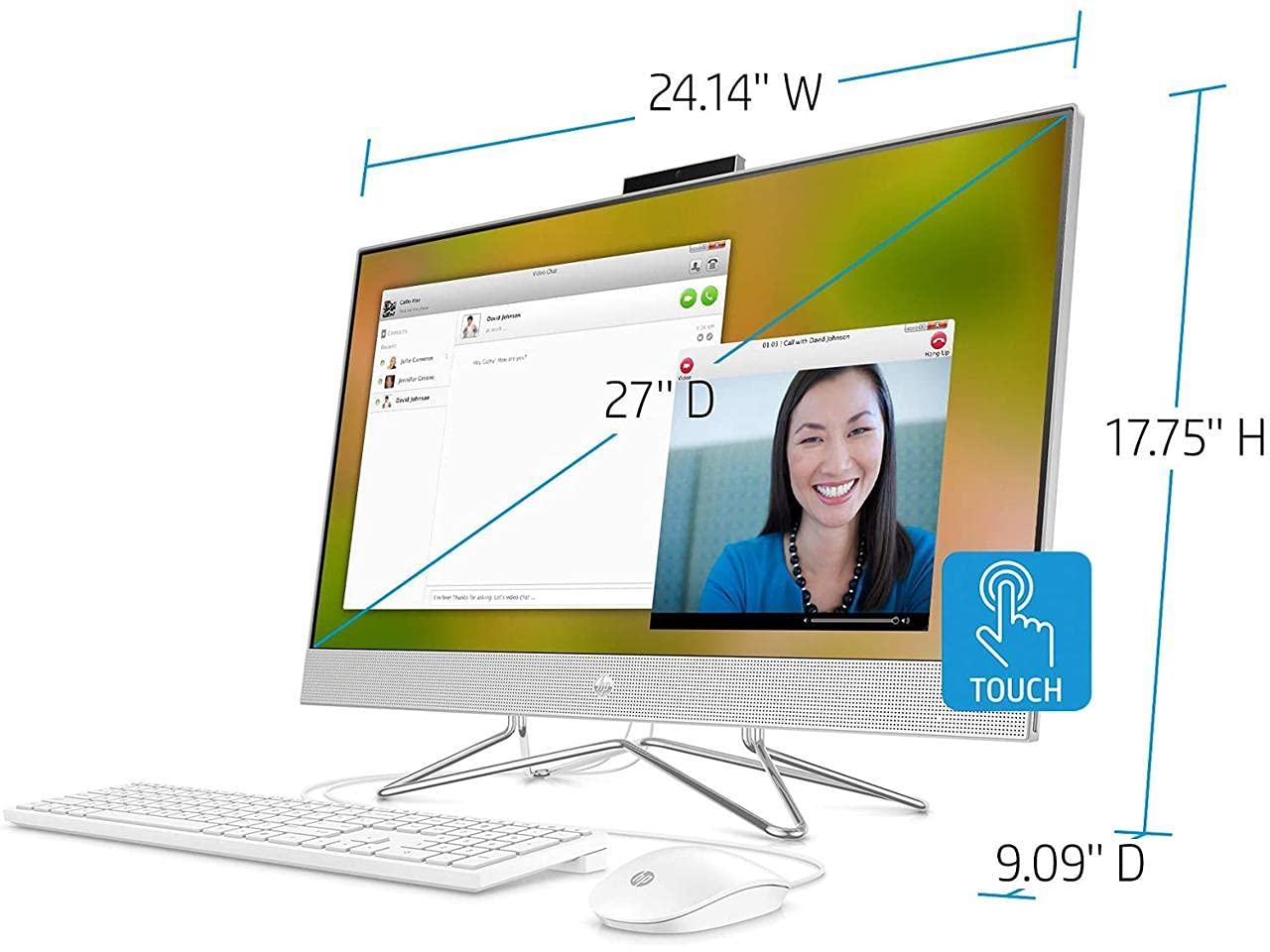 HP Pavilion 27 TOUCH Desktop 1TB SSD 32GB RAM EXTREME (Intel 11th gen Quad Core i7 Processor and Turbo Boost to 4.70GHz, 32 GB RAM, 1 TB SSD, 27-inch FullHD TOUCHSCREEN, Win 10) PC Computer All-in-One