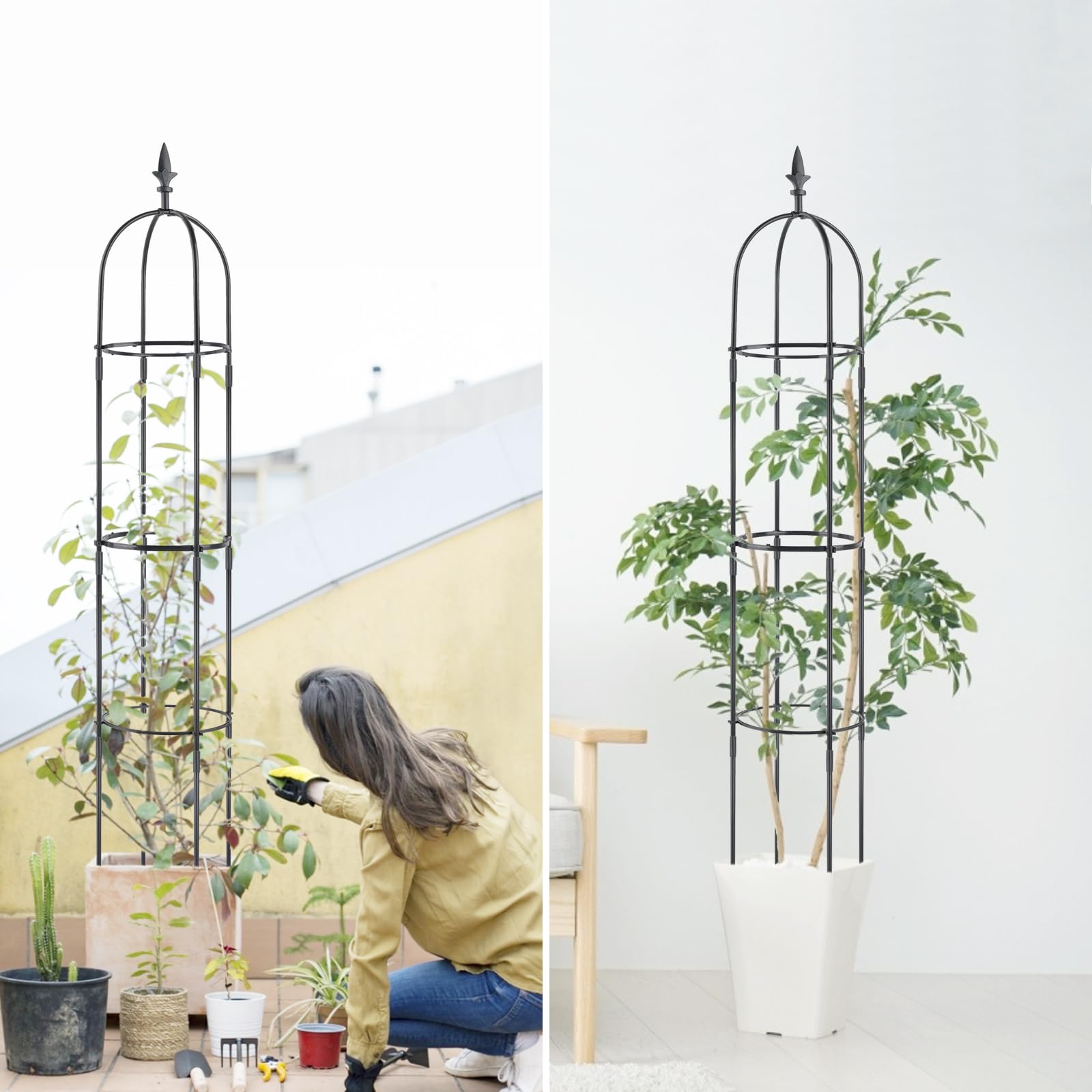 Garden Trellis for Climbing Plants Tower Obelisk Garden Trellis 6ft Tall Plant Support Vine Supports Plant Tower for Climbing Vines and Flowers Stands 2 Pack