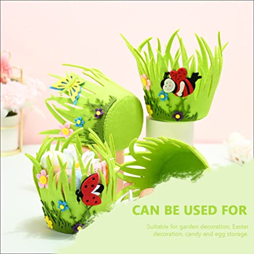 Non- Woven Felt Easter Egg Basket: Fabric Baskets 4Pcs Craft Felt Baskets for Easter Egg Hunts Party Decoration