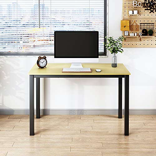 FSTAR 47" Writing Desk Sturdy Home Office Desk Modern Simple Design Computer Desk Writing Table for Home Office Large Space Workstation Metal Frame (47", Oak)