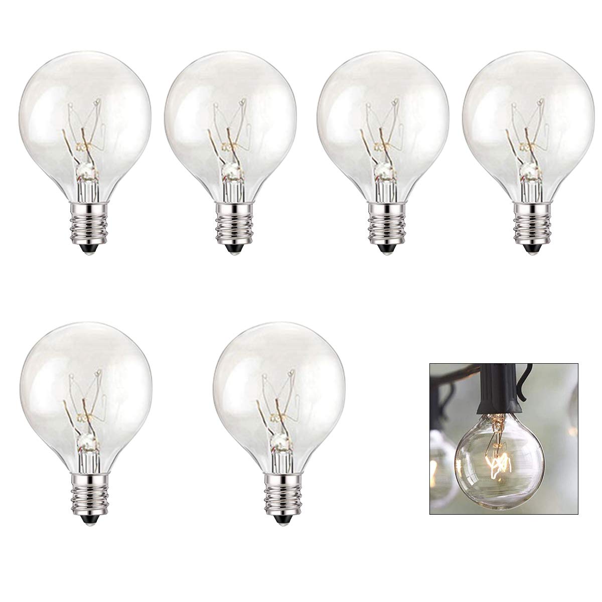 G40 LED Replacement Bulbs, 2700K Warm White String Outdoor Light Bulbs 1W Replace up to 5W, E12 Base Patio Light Bulbs, Small Dimmable Globe Bulbs for Indoor Outdoor Decor… (2200K)