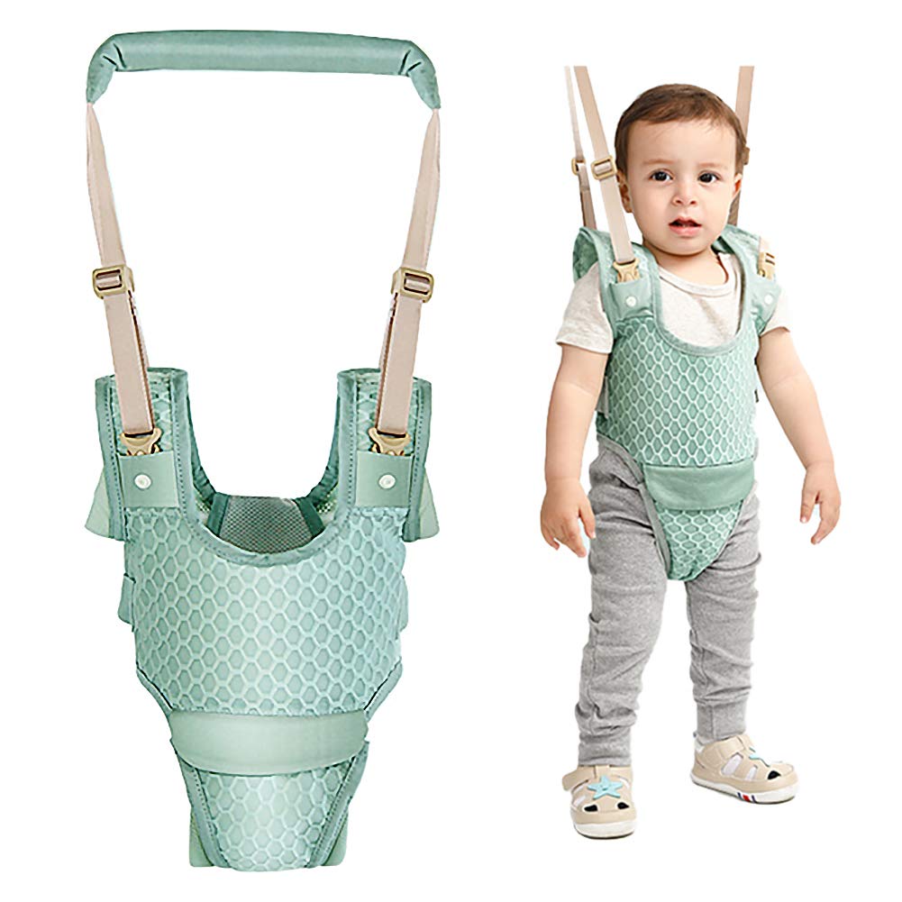 Handheld Baby Walking Harness for Kids Adjustable Toddler Walking with Detachable Crotch Keeper Walking Assistance Helper Safe Standing Walk Learning Baby Gift for 7-24 Months Baby(Green)
