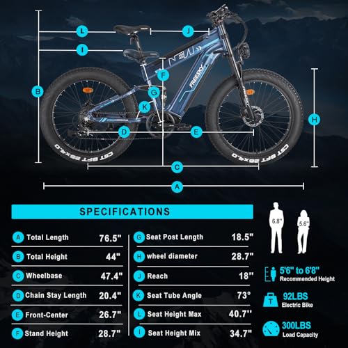 FREESKY 2024 Upgraded ๐๐ฎ๐๐ฅ ๐๐๐ญ๐ญ๐๐ซ๐ฒ 48V ๐ฏ๐ฑ๐๐ ๐๐๐๐๐ Motor 155 Miles Long Range Electric Bike for Adults ๐๐ดMPH+ 26" Fat Tire Full Suspension EBike with Dual Hydraulic Brakes
