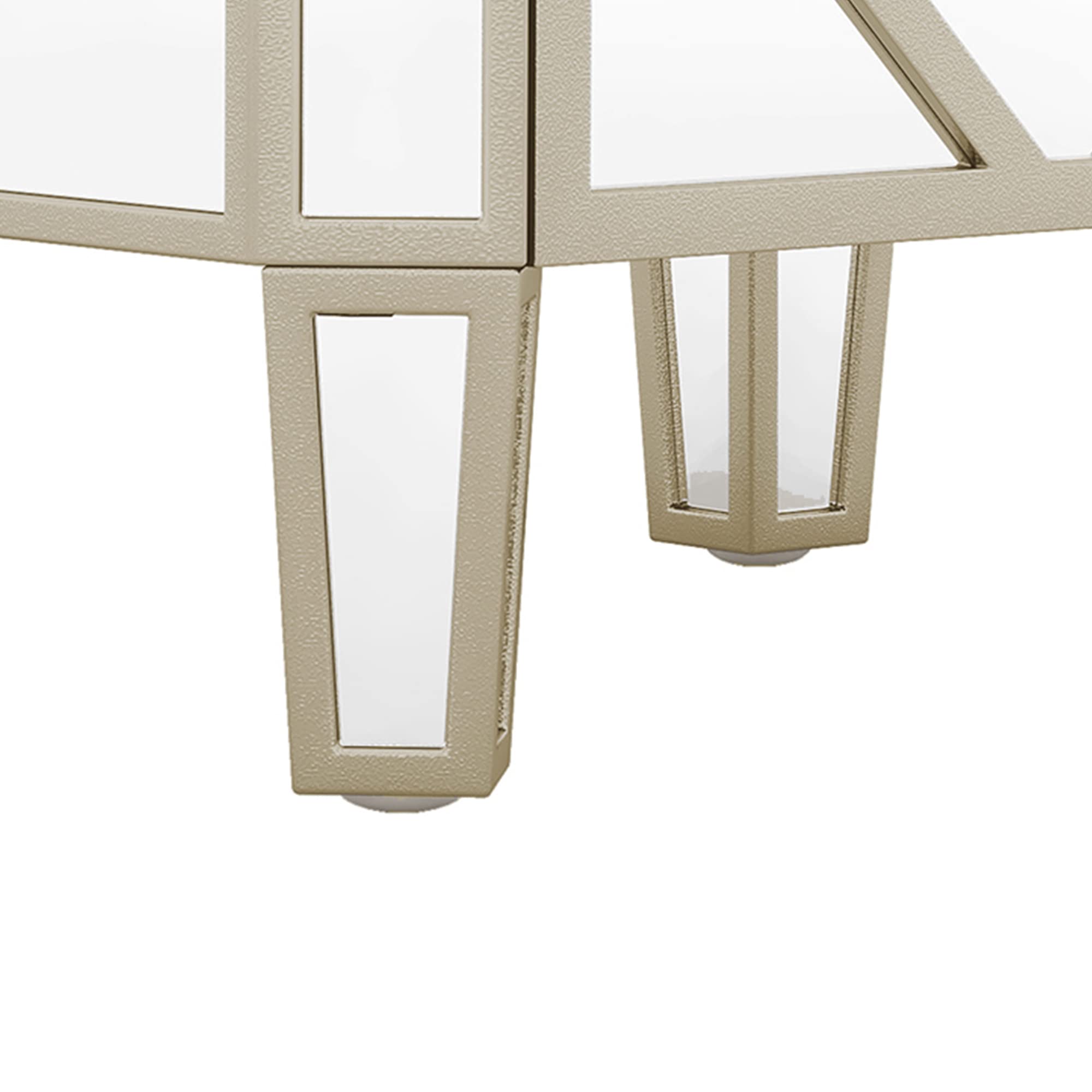 FOURBF Elegant Mirrored 2-Drawer Nightstand with Golden Lines, Side Table for Living Room, Hallway, Entryway