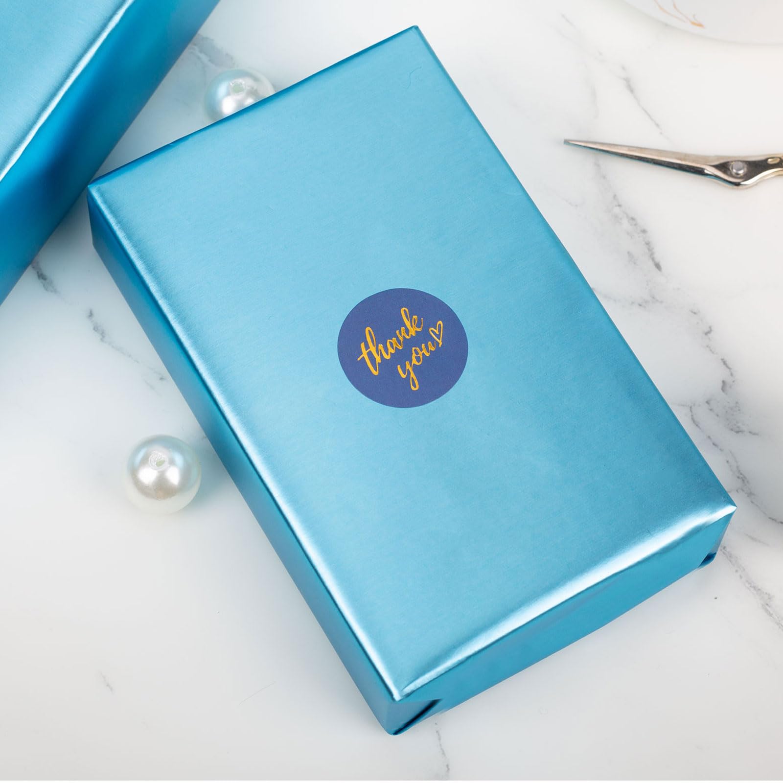 Flyhill Sky Blue Metallic Wrapping Paper-Mini Roll 17inch*32.8ft(46.8sqft-Solid Color Matte Light Paper for Christmas,Birthday,Wedding,Bridal Shower
