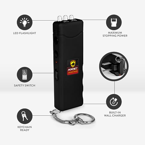 Guard Dog Hornet Micro Stun Gun Keychain - with LED Flashlight, Safety Switch, and Powerful Shock, Heavy Duty Keychain Stun Gun with Bright Flashlight, Built-in Charger, Women Self Defense - Teal