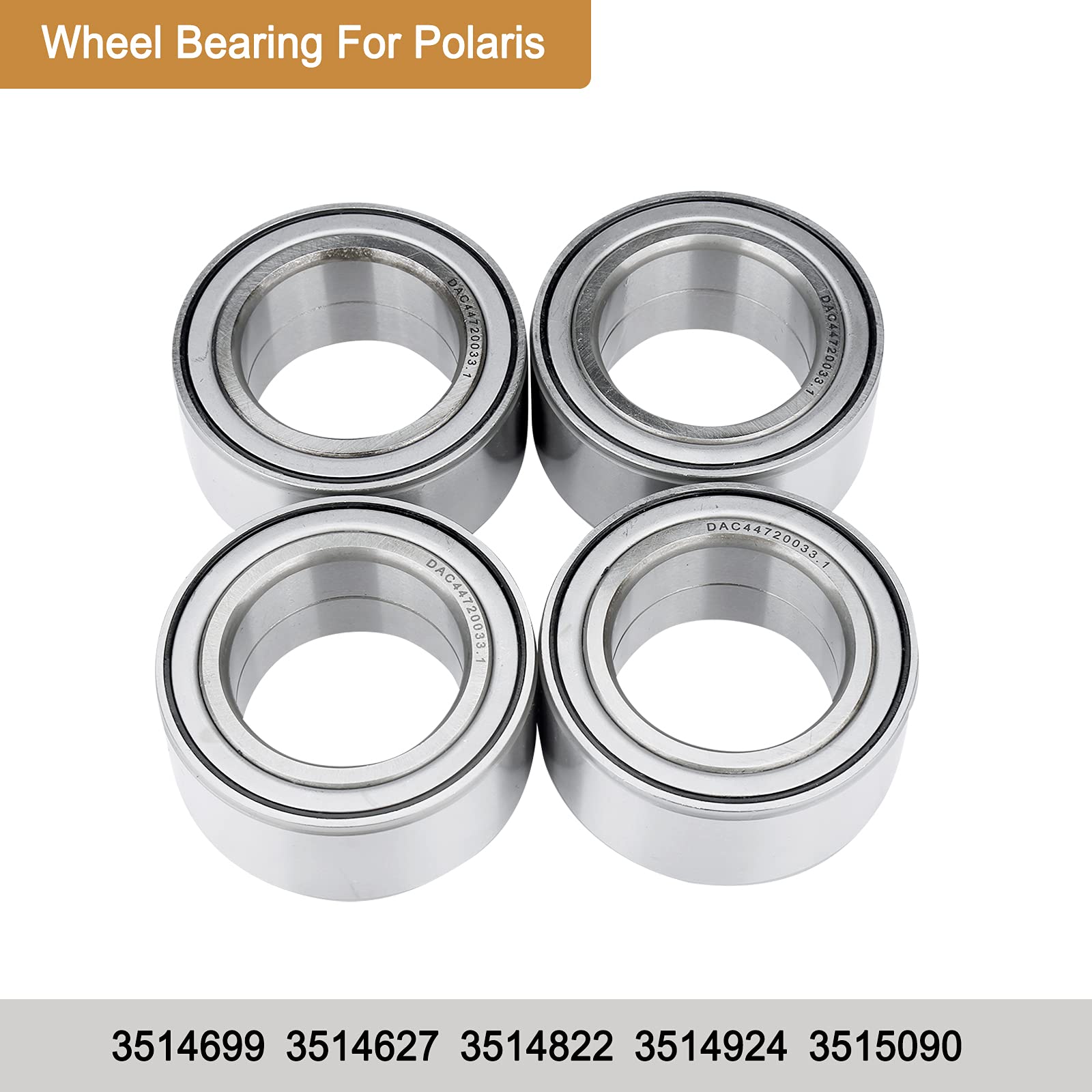 Front and Rear Wheel Hub Bearings Compatible with Polaris RZR 900 1000 4 S XP XC Turbo All Models,Replace # 3514699,3514627,3514822,3514924,3515090.(4 PCS)