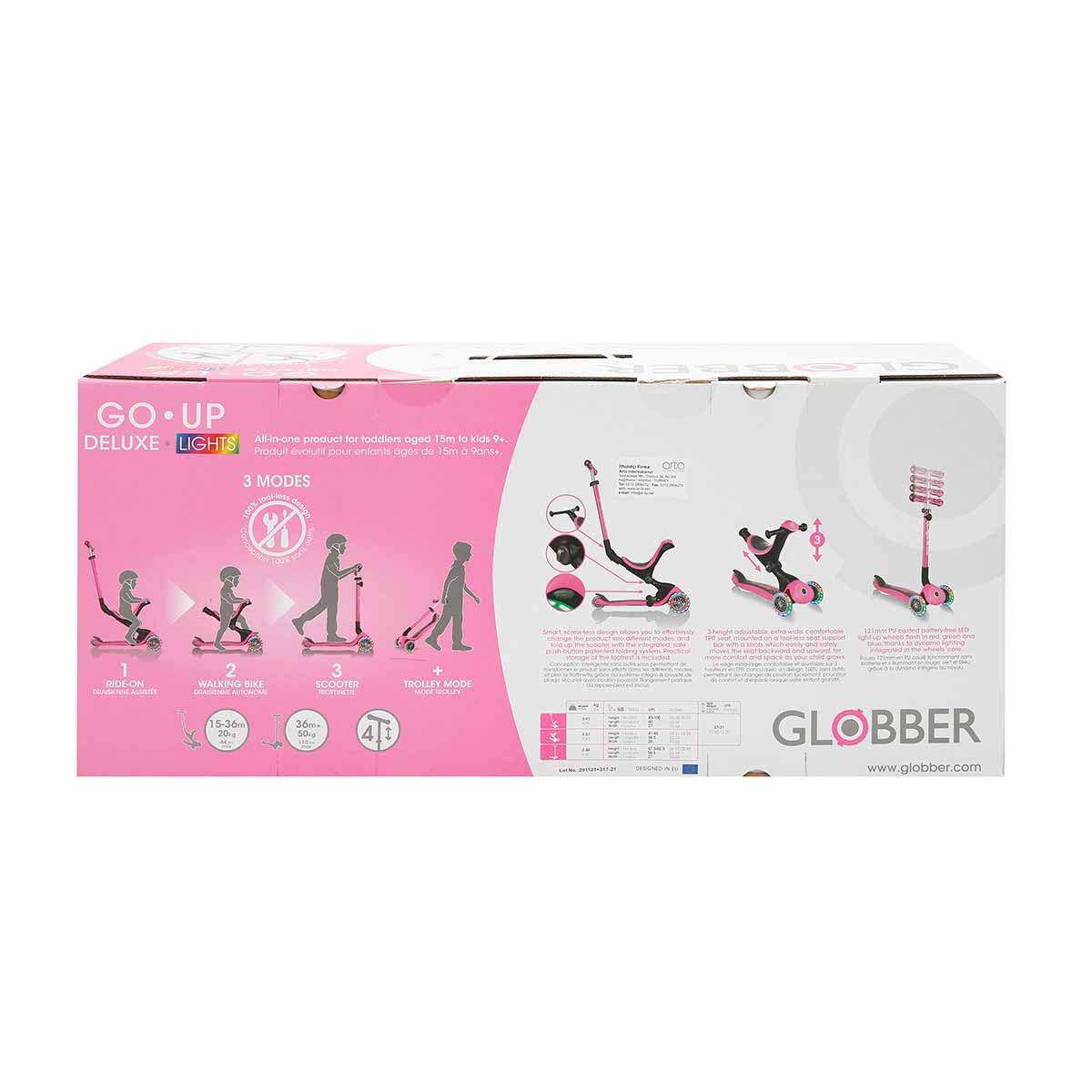 Globber GO.UP Deluxe Lights - Deep Pink