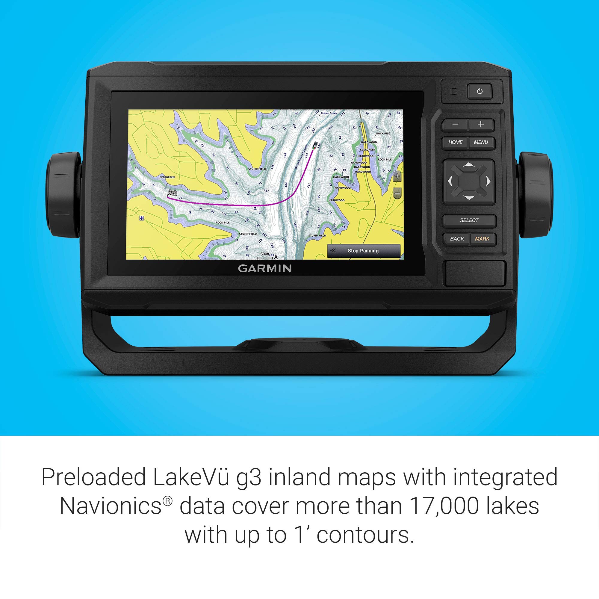 Garmin ECHOMAP UHD 63cv, Keyed Chartplotter with U.S. LakeVü g3 and GT24UHD-TM transducer
