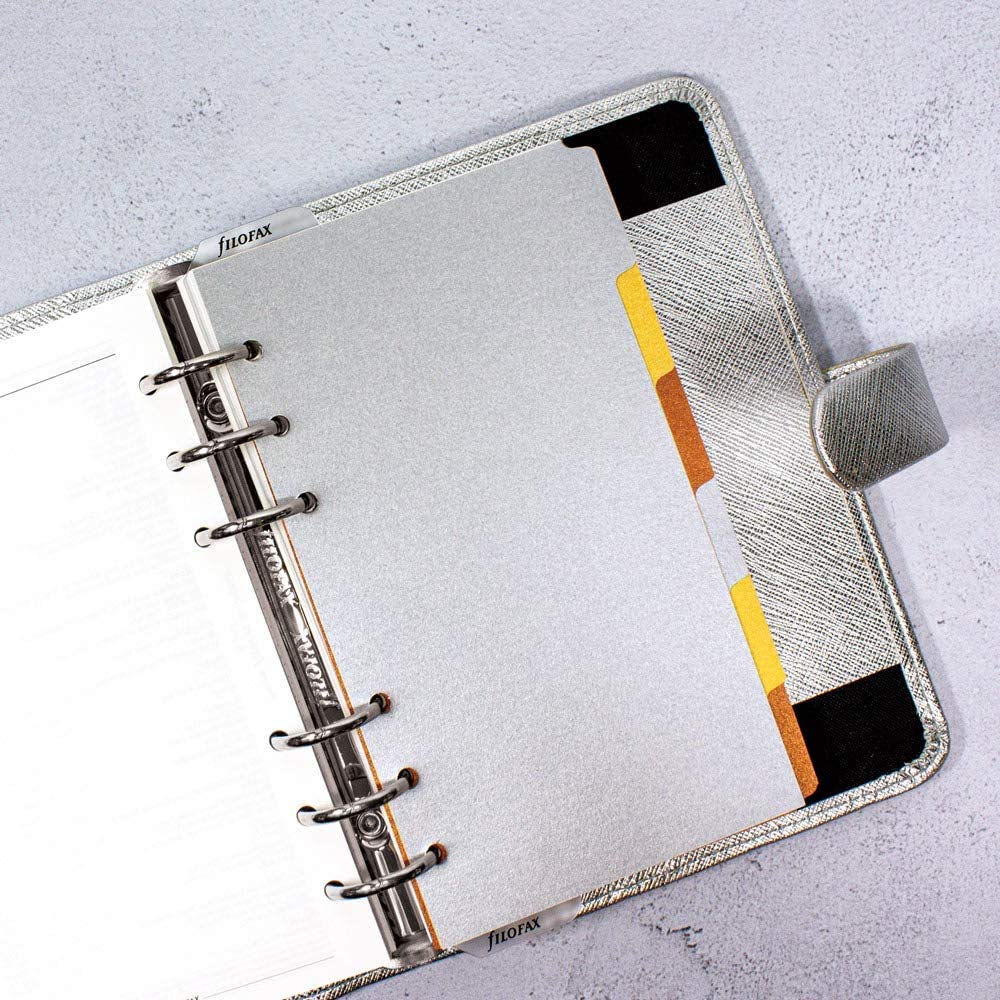 Filofax B132679, 6-Tabs Index Organizer Refill, Personnal Size, Metallic Colors, Blank