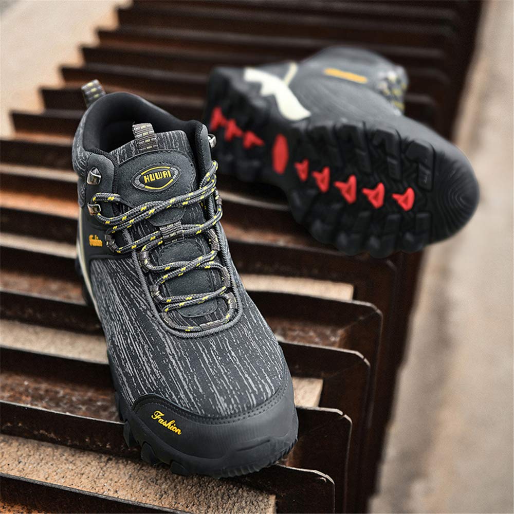 Govicta Premium Waterproof Work Boots for Men Men's Winter Hiking Ankle Boots Casual Trekking Lace-up Shoes Grey Size 10