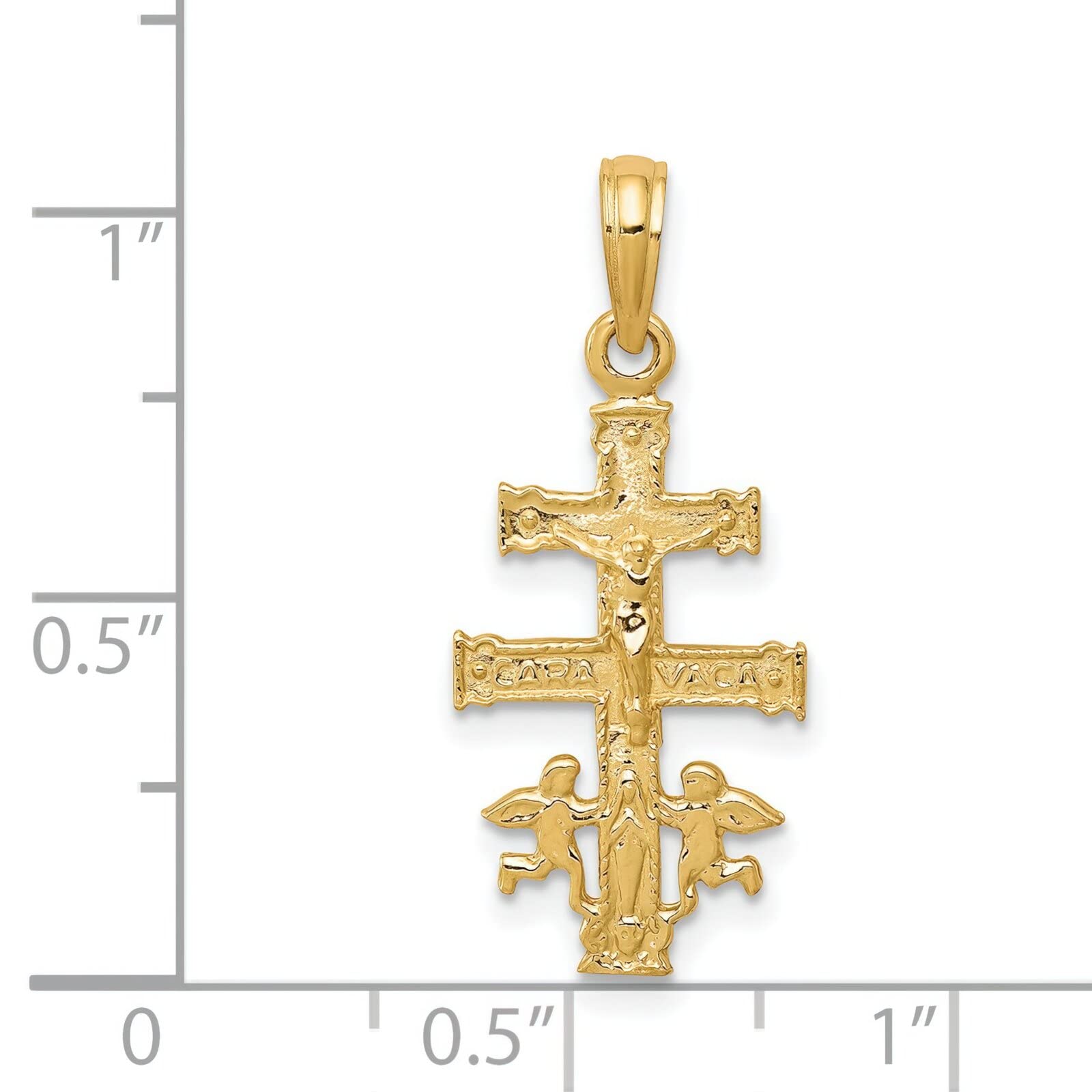 FindingKing 14K Yellow Gold Caravaca Cross Pendant Charm Jewelry