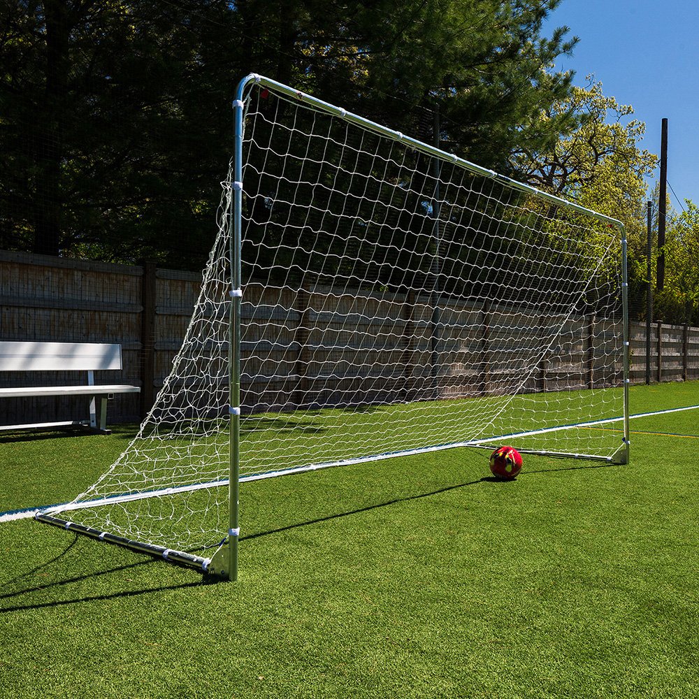 Franklin Sports Premier Steel - Folding Backyard Soccer Goal with All Weather Net - Kids Backyard Soccer Net - Easy Assembly - 12x6' - Silver