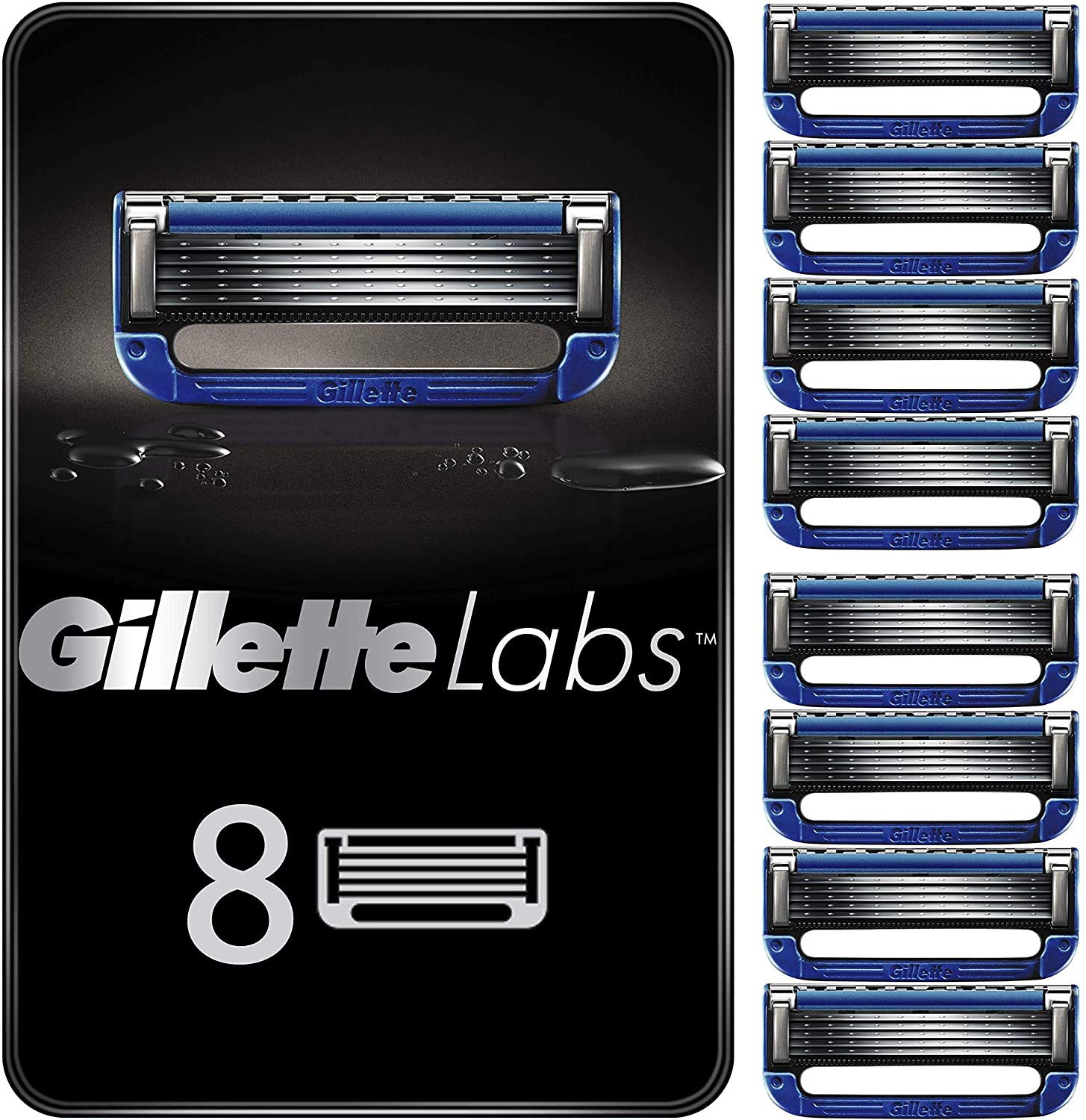 Gillette Heated Razor for Men by GilletteLabs Razor Blade Refills, 8 Count, Utilizes Adjustable Warming Bar Technology