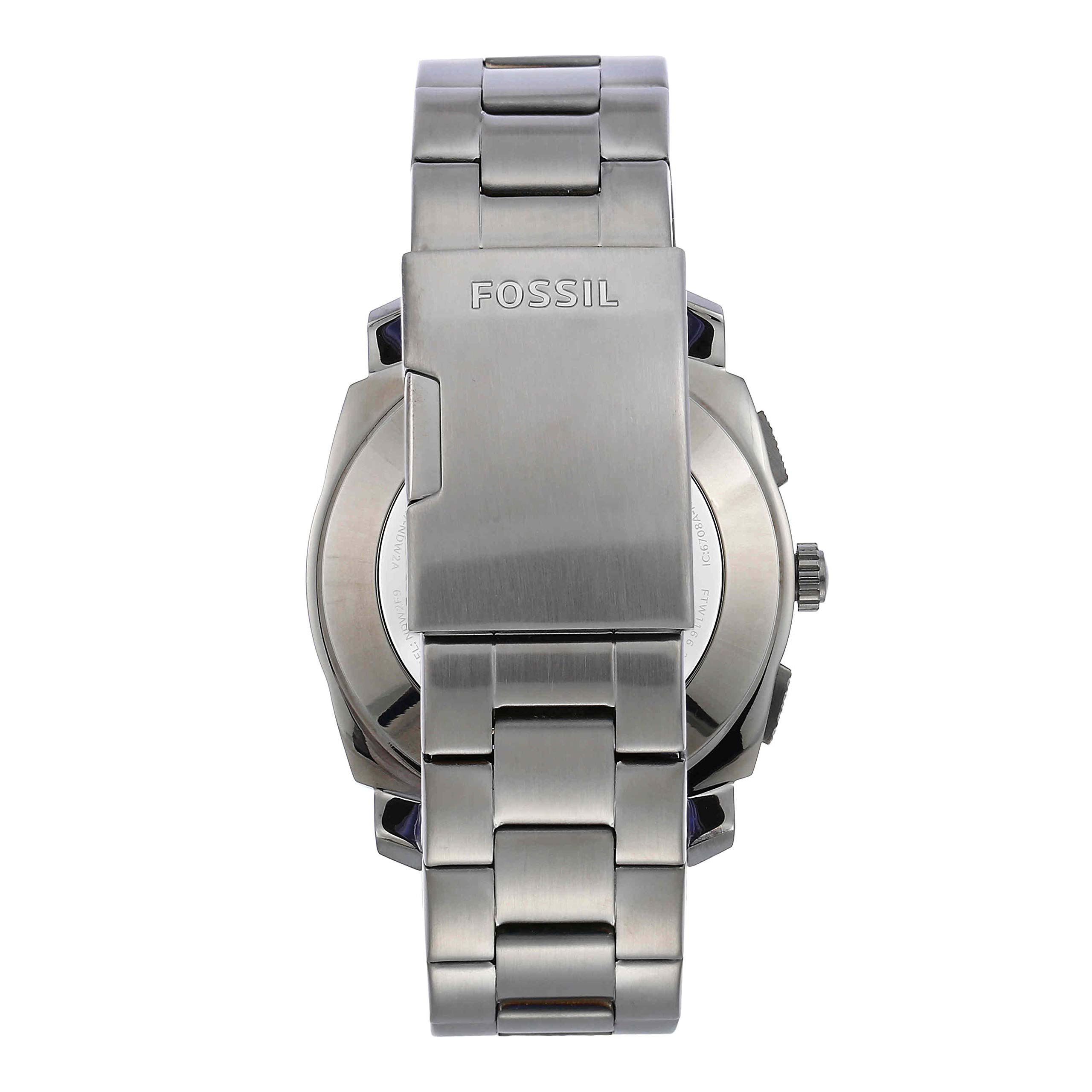 Fossil Men's 45mm Machine Stainless Steel Hybrid Smart Watch, Color: Smoke (Model: FTW1166)