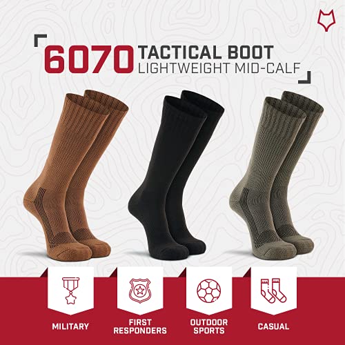 Fox River Lightweight Tactical Military Boot Socks for Men, 3 Pack Mid-Calf Socks with Moisture Free and Stain Resistant Fabric - Foliage Green - Large