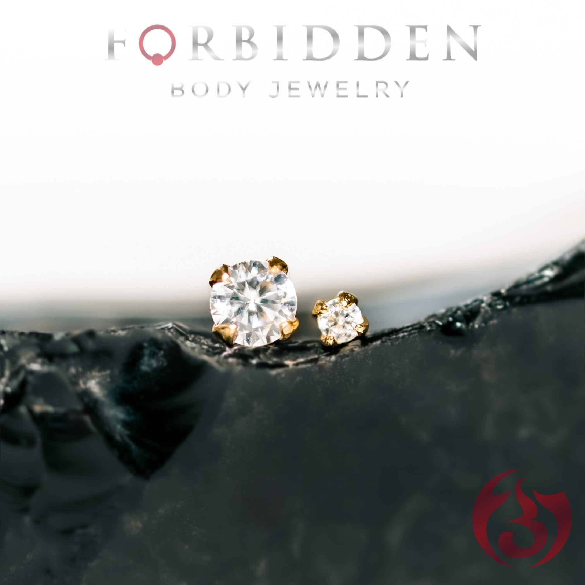 Forbidden Body Jewelry 22 g 18k Gold Plated Sterling Silver 1.5mm/2.5mm CZ Simulated Diamond Micro Nose Bone Stud for Women or Men (Set of 2)