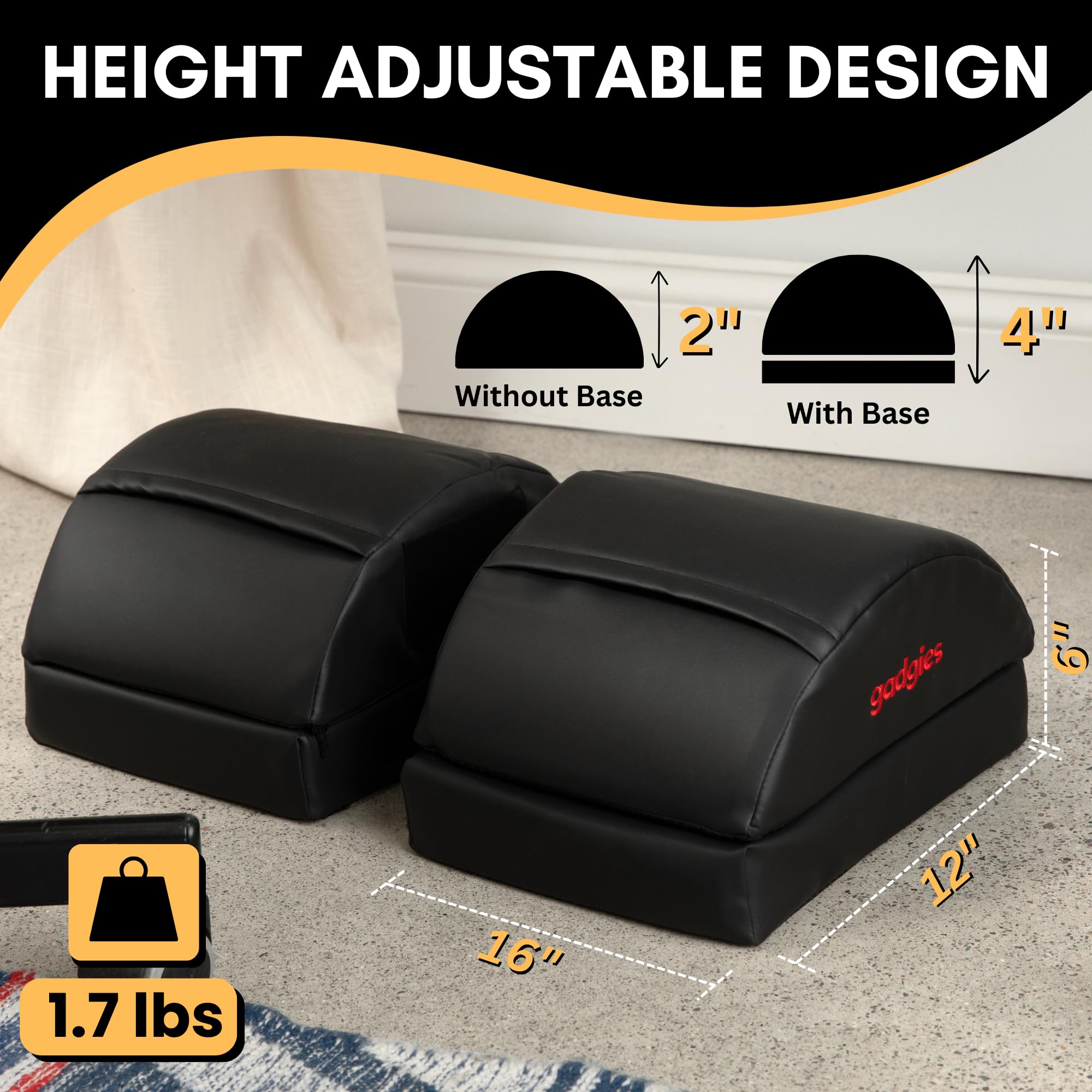 Gadgies Ergonomic Under Desk Foot Rest for Office & Home Use β Splits Into 2 β Adaptable Foot Stool Under Desk with Leather Cover β Dual Height Desk Foot Rest β Relieve Back, Lumbar & Knee Pain