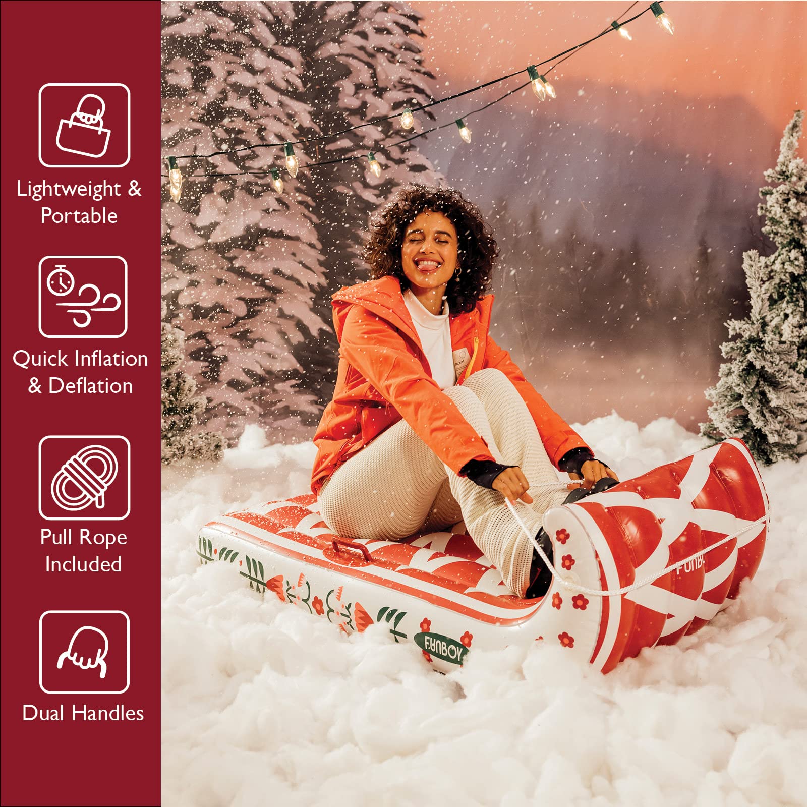 FUNBOY Winter Fun Inflatable Toboggan, Cardigan Single