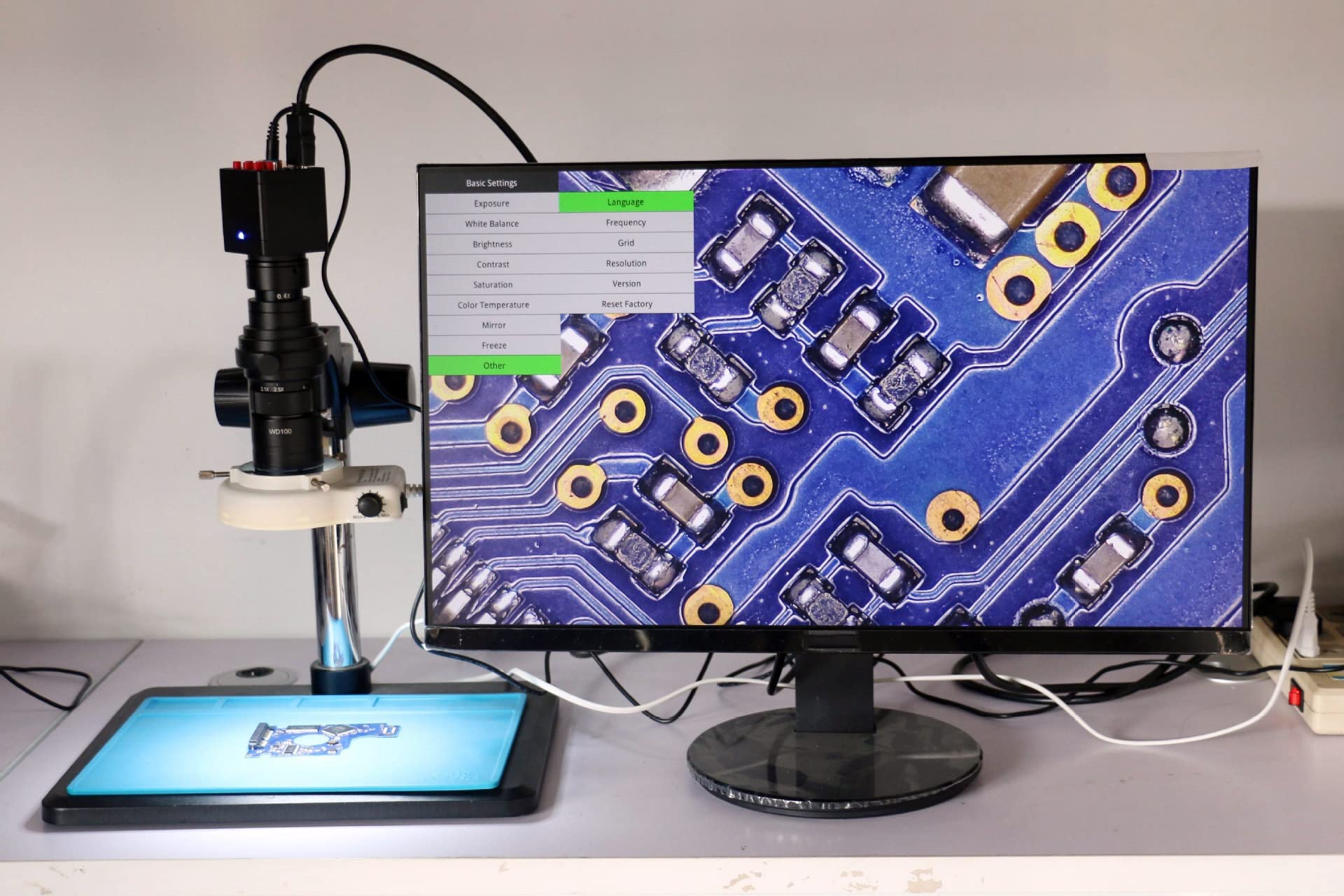 Handheld digital microscope accessories 1080P 60 Frames HD HDMI VGA Industrial Camera Motherboard Repair Electronic Video 50*50*58mm Microscope Camera Eyepiece Microscope accessories ( Color : Blue )