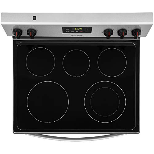 Frigidaire FCRE3052AS 30" Freestanding Electric Range with 5.3 cu. ft. Capacity Quick Boil Store-More Storage Drawer and SpaceWise Expandable Elements in Stainless Steel