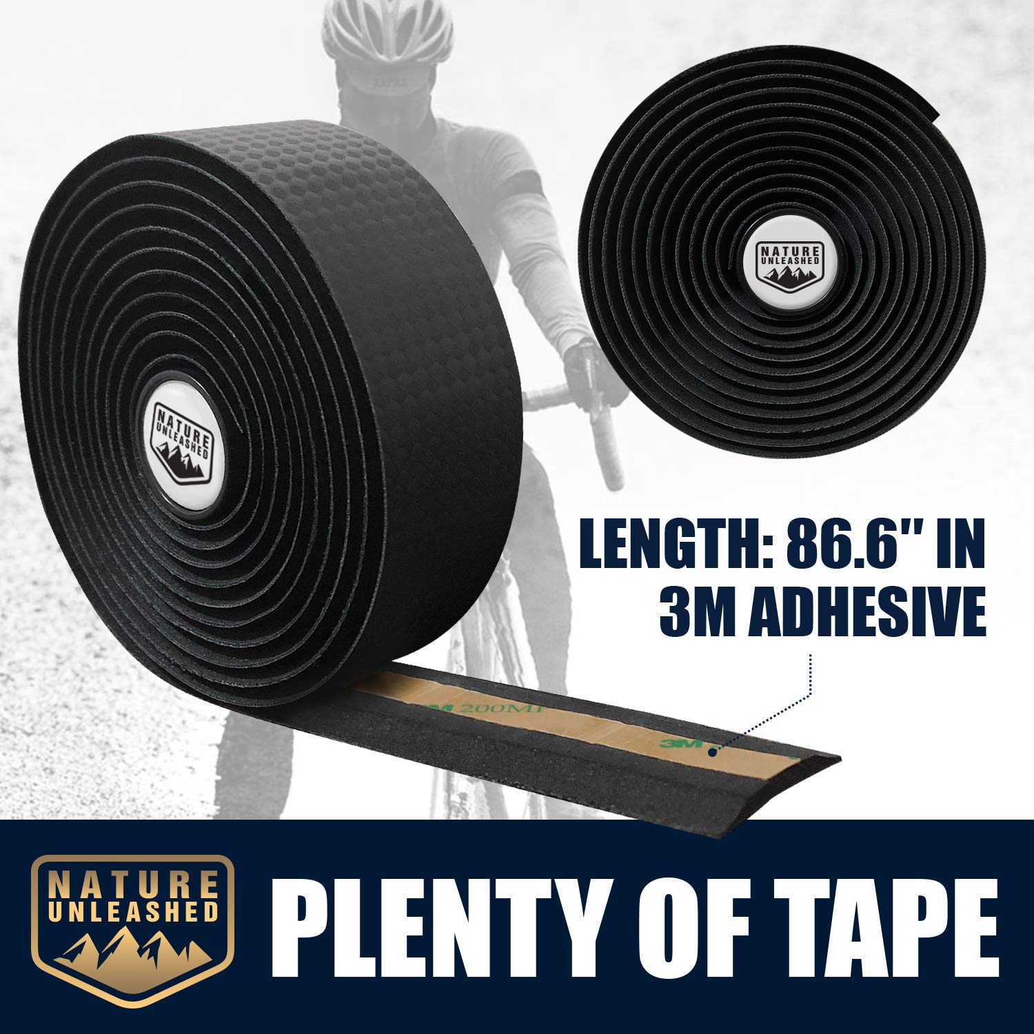 Handlebar Tape - Road Bike Bar Wraps for Handles with End Caps and Finishing Tape - Set of 2 Bicycle Handle Grips - Absorbs Road Shock