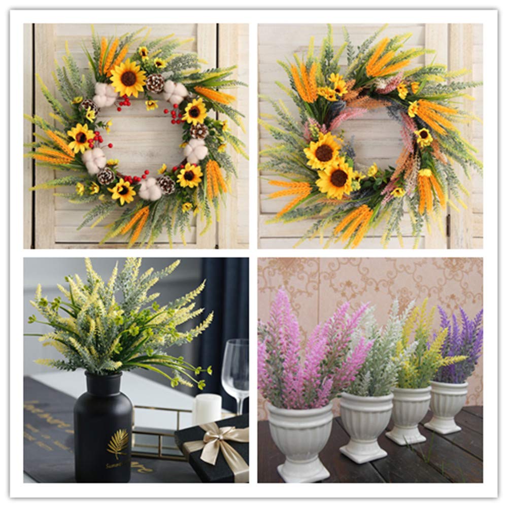 Fule 4 Pcs Artificial Lavender Flowers for Home Kitchen Party Wedding Garden Office Patio Decor, Yellow