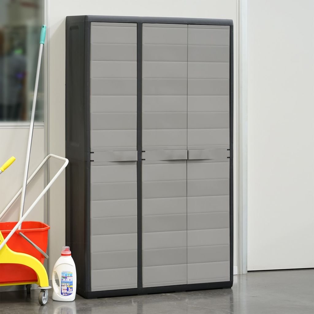 Festnight Garden Storage Cabinet with 4 Shelves Black and Gray