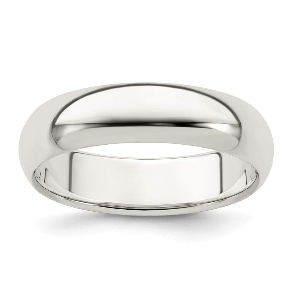 Forever Flawless Jewelry 5mm High Polish Finish Half Round Domed Sterling Silver Wedding Band - Size 11.5