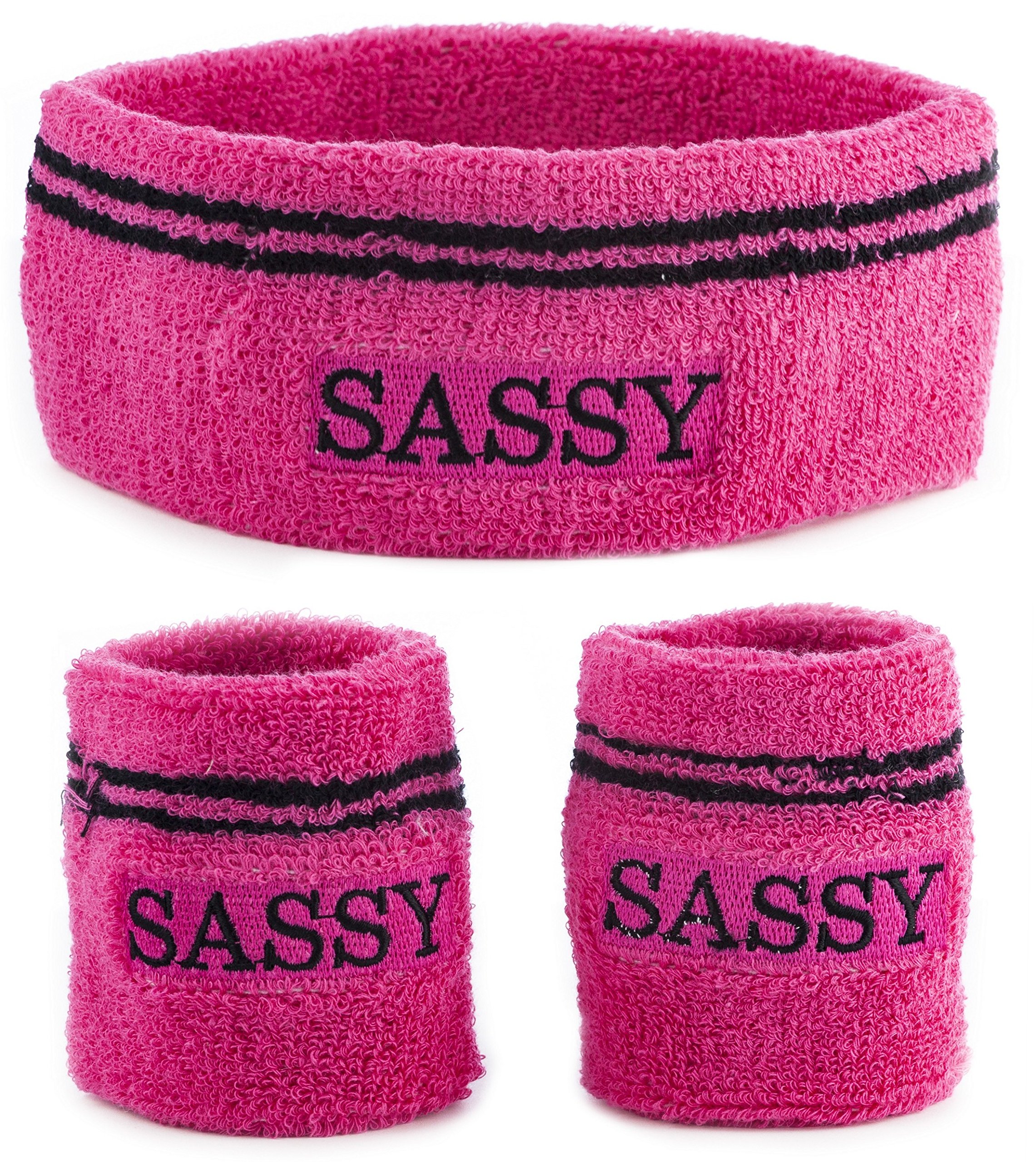 Funny Guy Mugs Sassy Unisex Sweatband Set (3-Pack: 1 Headband & 2 Wristbands)