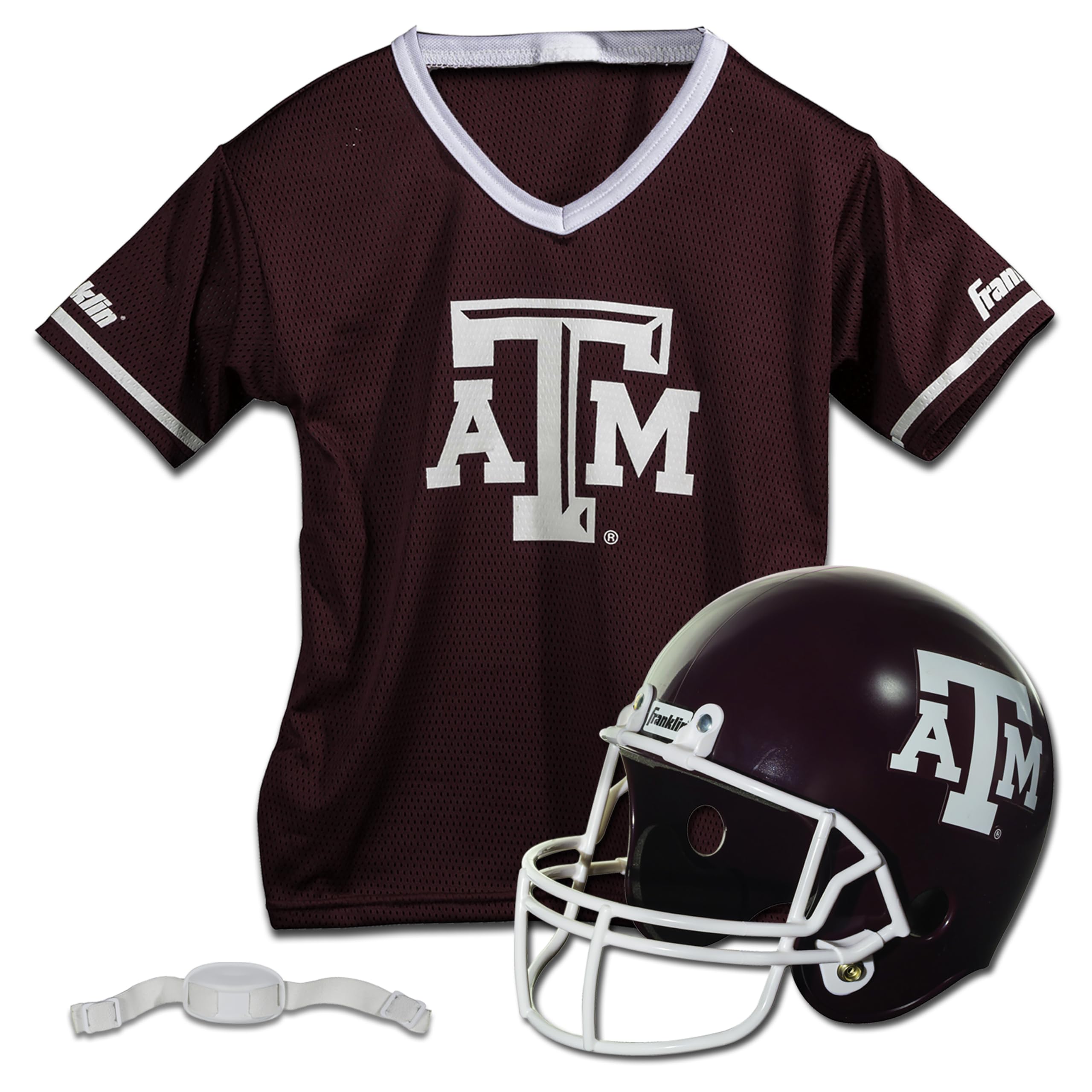 Franklin Sports Texas A&M Aggies Kids College Football Uniform Set - NCAA Youth Football Uniform Costume - Helmet, Jersey, Chinstrap Set - One Size