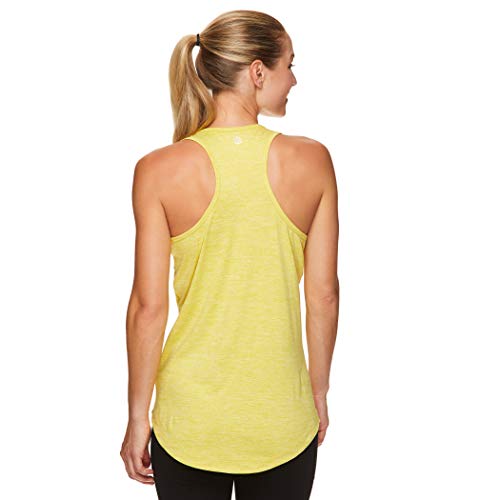 Gaiam Women's Racerback Yoga Tank Top - Long Workout & Gym Shirt for Leggings - Celery Heather Green, Large